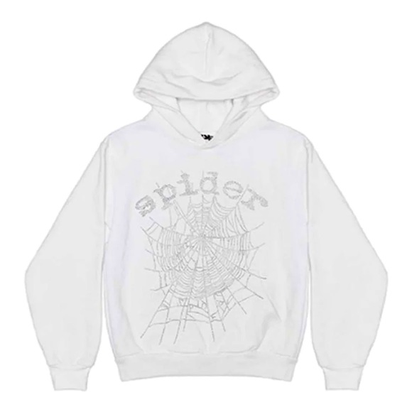 Sp5der | Shirts | White Rhinestone Sp5der Hoodie | Poshmark